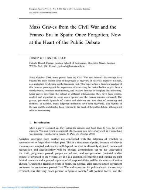 Mass Graves From The Civil War And The Franco Era In Spain Once