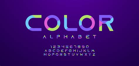 다채로운 문자와 숫자 글꼴 집합입니다 최소한의 컬러 알파벳 타이 포 그래피 현대적인 색상 디자인 개념 벡터 일러스트 레이 션 0명에 대한 스톡 벡터 아트 및 기타 이미지