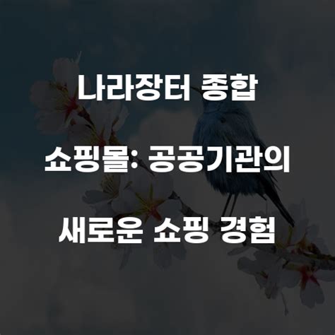 나라장터 종합 쇼핑몰 공공기관의 새로운 쇼핑 경험