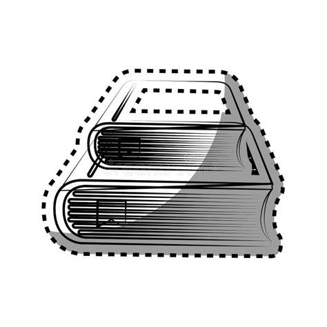 Monochrome Contour Sticker With Books Stock Vector Illustration Of