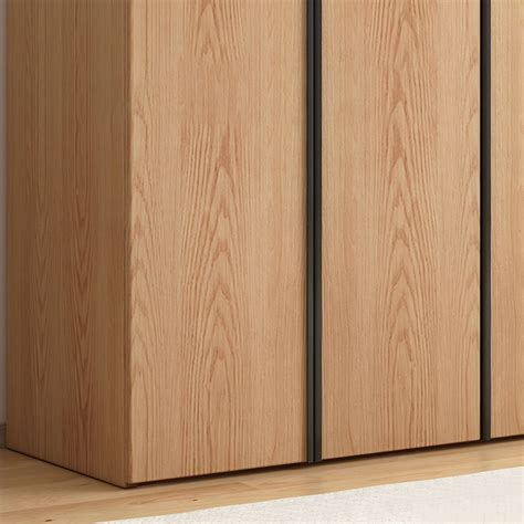 Contemporary Freestanding Natural Wardrobe Oak Solid Wood Wardrobe With
