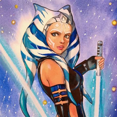 Ahsoka Tano 8x12 Original Comic Art Pinup Sexy Jedi Star Wars Darth Vader Eur 3698 Picclick De