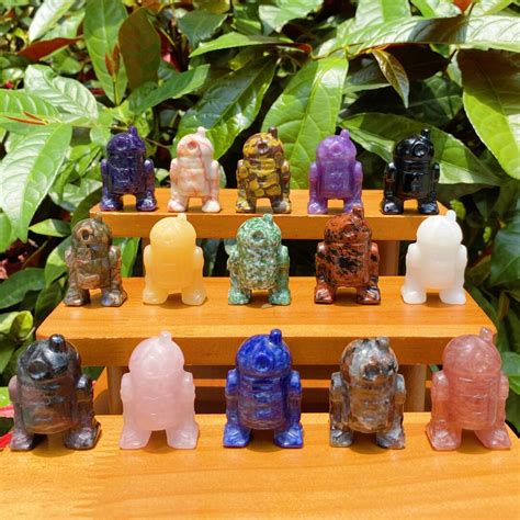 1 5inches Crystal Robot Carved Crystal Robot Model Skull Hand Carvings