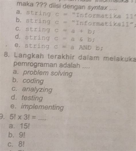 Maka Diisi Dengan Syntax A String C StudyX