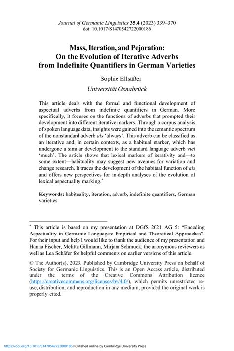 Pdf Mass Iteration And Pejoration On The Evolution Of Iterative Adverbs From Indefinite