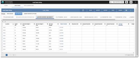 Equis Geotech Dashboard Lab Data Entry