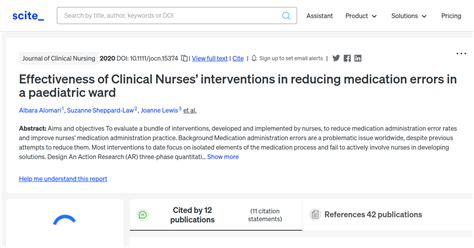 Effectiveness Of Clinical Nurses Interventions In Reducing Medication Errors In A Paediatric Ward