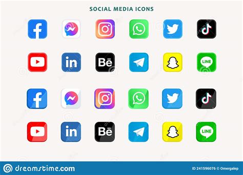 Social Media Networks And Messengers 3d Color And Monochrome Rounded