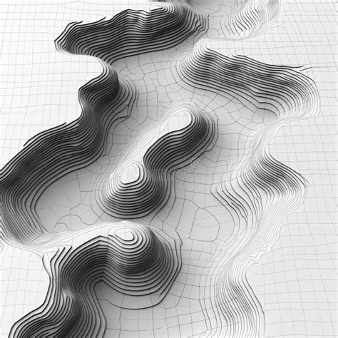 Geographic Grid Map With Topographic Line Contour Background Ai