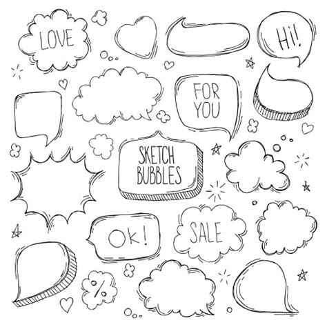 Set Of Hand Drawn Sketch Speak Bubbles Royalty Free Vector