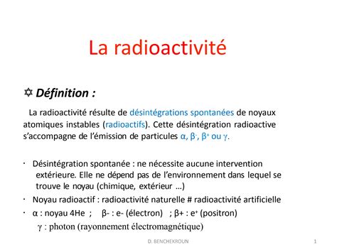 SOLUTION Cours Du Module Physique Nucléaire Chapitre III La radioactivité Studypool