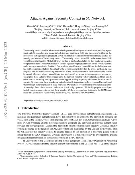 Pdf Attacks Against Security Context In 5g Network