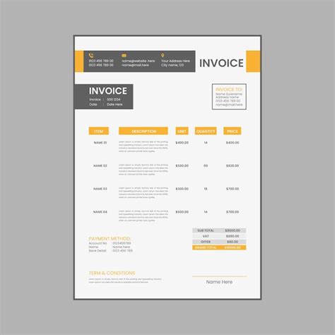 Diseño De Plantilla De Factura Comercial Moderna Profesional Vector