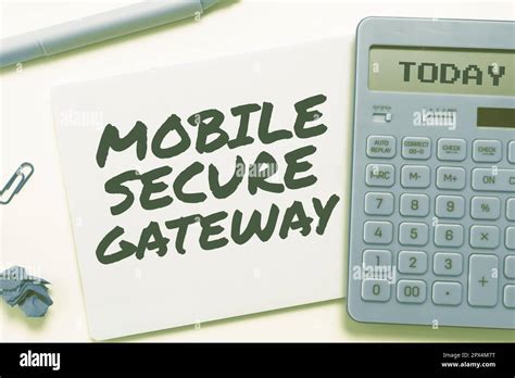 Sign Displaying Mobile Secure Gateway Concept Meaning Securing Devices From Phishing Or