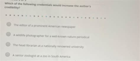 Solved Which Of The Following Credentialls Wowld Increase Chegg