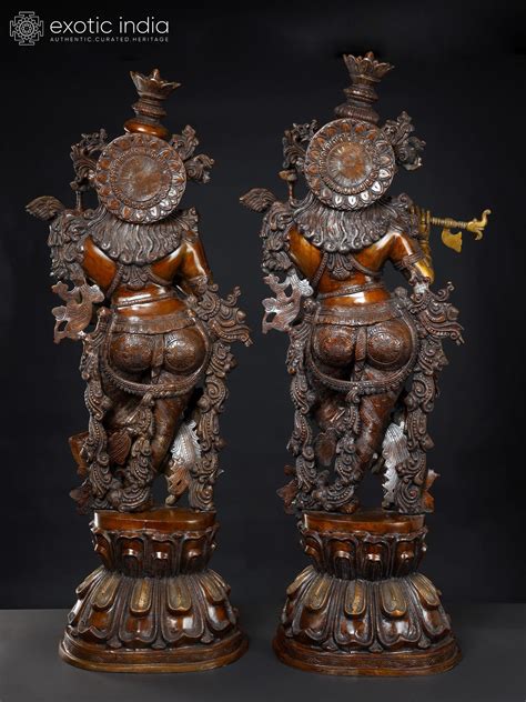 48 Radha Krishna Divine Pair Brass Statue Exotic India Art