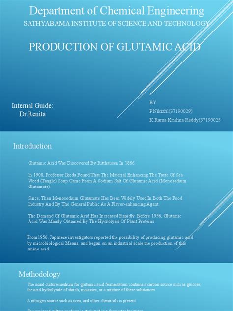 Production Of Glutamic Acid Pdf Glutamic Acid Fermentation