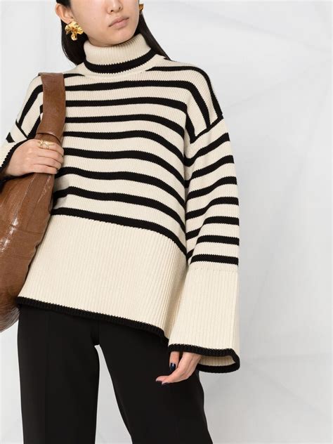 TOTEME Striped Roll Neck Jumper Neutrals FARFETCH UK