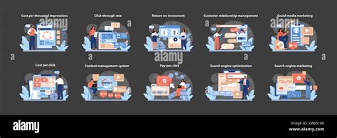 Online Advertising Metrics Vector Set A Detailed Visual Series