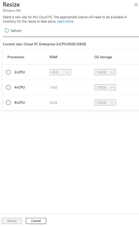 How Can I Resize A Windows 365 Cloud Pc Windows 365 Windows
