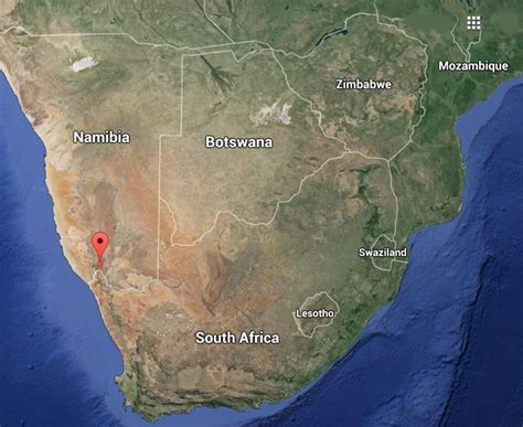 The Location Of Namibia In South Africa Is Marked With A Red Marker On