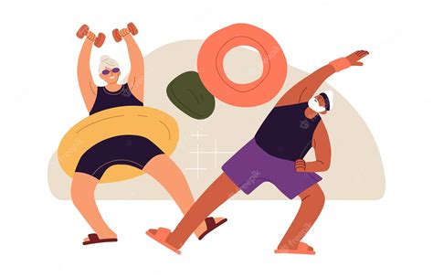 Pessoas Idosas Exercitando Homem E Mulher Sênior Durante A Atividade