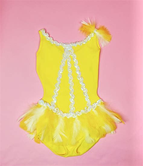 1970s Vintage Yellow Dance Leotard With Sequins And Feathers Etsy