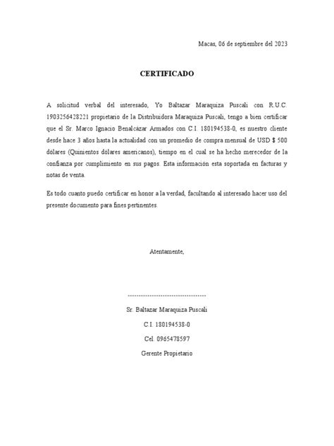 Certificado Comercial Pdf