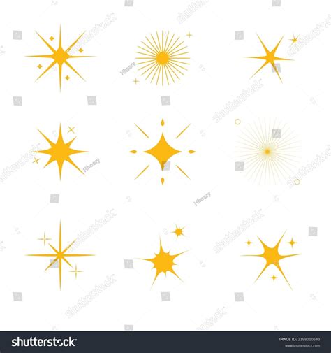 Set Sparking Star Icon Symbol Starry Stock Vector Royalty Free