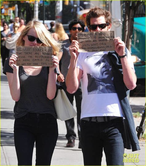 Emma Stone And Andrew Garfield Promote Charities With Handmade Signs