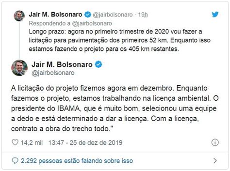 Bolsonaro Diz Que Rodovia Porto Velho Manaus Será Recuperada Em 2020