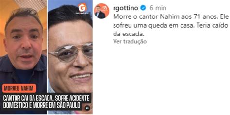 Luto Gottino Confirma Morte De Cantor Amado Do Brasil Caiu