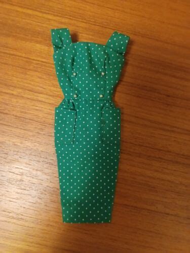 Barbie Htf Green Pak Polka Dot Sheath Dress 1960s Small Tear Sold As Is