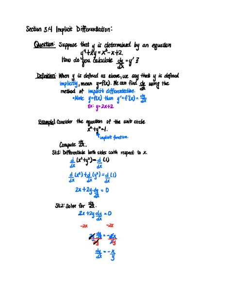 Section 3 4 Implicit Differentiation CMAT 111H Studocu