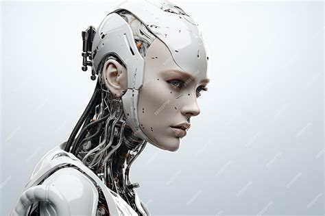 Premium Photo Robot Android Female Realistic 3d Composition Of