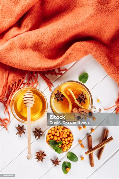 바다 갈 매 나무속 차 나무 그릇 꿀 흰 나무 테이블에 바다 갈 매 나무속 주스 텍스트 복사 공간 평면도 0명에 대한 스톡 사진 및 기타 이미지 Istock