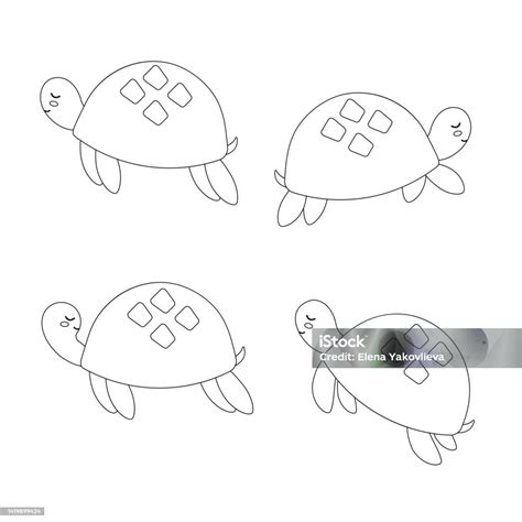 Ilustración De Tortuga En Estilo Esquema Ilustración Vectorial Y Más