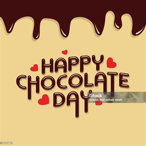 초콜릿 효과가 있는 귀여운 레터링 디자인으로 해피 초콜릿 데이 초콜릿 데이 인사말 카드 벡터 로고입니다 현대 붓 잉크 서예 초콜릿 데이 포스터 배너 템플릿 디자인 7월에