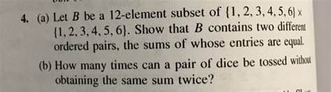 solved let b be a 12 element subset of {1 2 3 4 5 6 x
