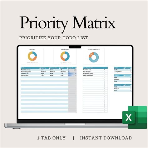 Decision Matrix Excel Template Task Priority Matrix Wsjf Planner