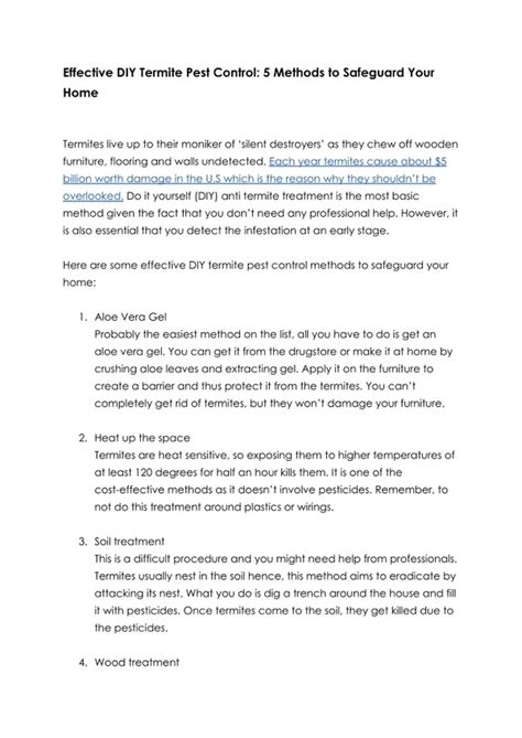 Ppt Effective Diy Termite Pest Control 5 Methods To Safeguard Your