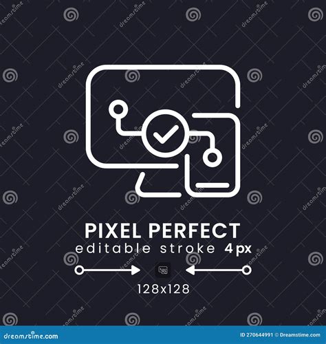 Cross Platform Compatibility White Linear Desktop Icon On Black Stock