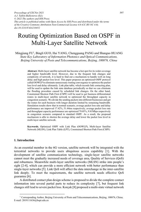 Pdf Routing Optimization Based On Ospf In Multi Layer Satellite Network