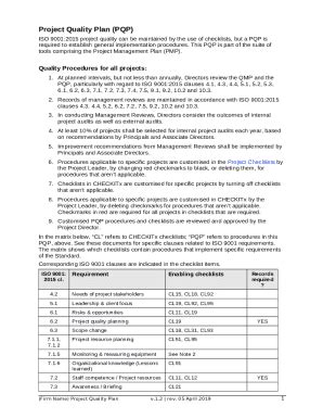 ISO 9001 Project Plan With Template Checklist Doc Template PdfFiller