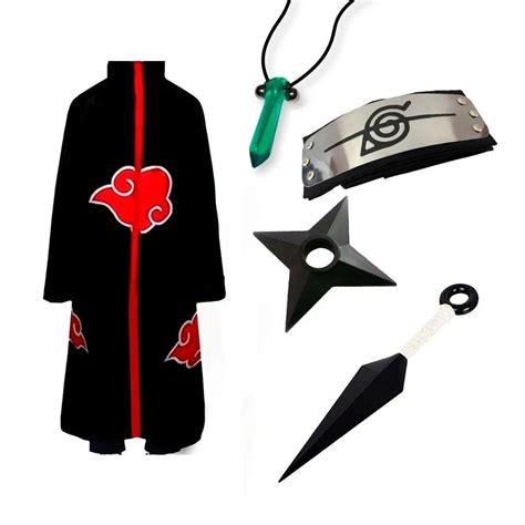 Kit Manto Akatsuki Bandana Renegada Kunai Shuriken Colar Tsunade Verde Naruto BeeCost