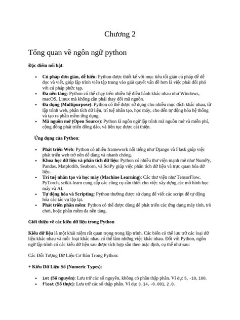 Tổng Quan Vền Ngôn Ngữ Python Pdf