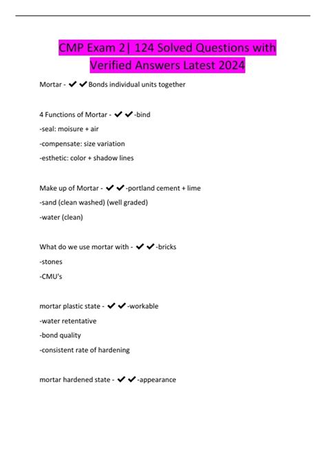 Cmp Exam 2 124 Solved Questions With Verified Answers Latest 2024