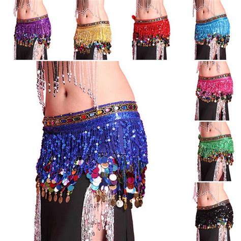Multi Color Chiffon Belly Dance Hip Scarf Belt Sequined Belt Tassel Hip