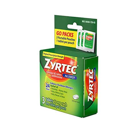 Zyrtec 24 Hour Allergy Relief Tablets 10 Mg Cetirizine HCl