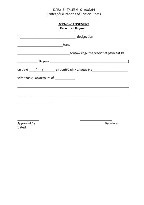 Free Printable Acknowledgement Receipt Templates [word Excel Pdf]